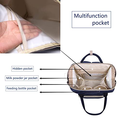Newmoon Multi-Function Women Baby WaterproofDiaper Bag Backpack with Insulated Pockets (Blue & Red)