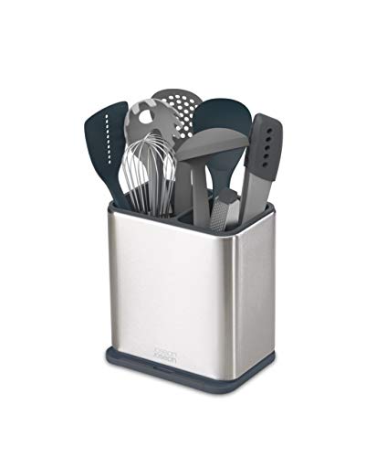 Joseph Joseph 85161 Utensil Holder with Removable Spoon Surface Kitchen Accessory, One-size, Stainless Steel/Dark Gray