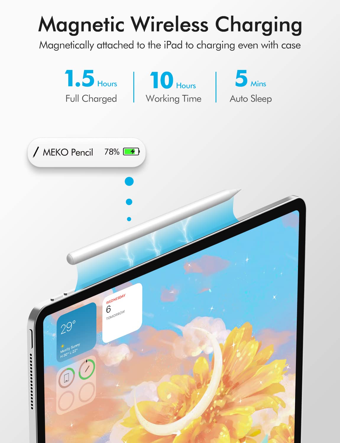 Magnetic iPad Pencil 2nd Generation - Wireless Charging Stylus, Same as Pencil 2nd Generation,Work for iPad Pro 12.9 Inch 3/4/5/6, iPad Pro 11 Inch 1/2/3/4, iPad Air 4/5th Gen, iPad Mini 6th Gen