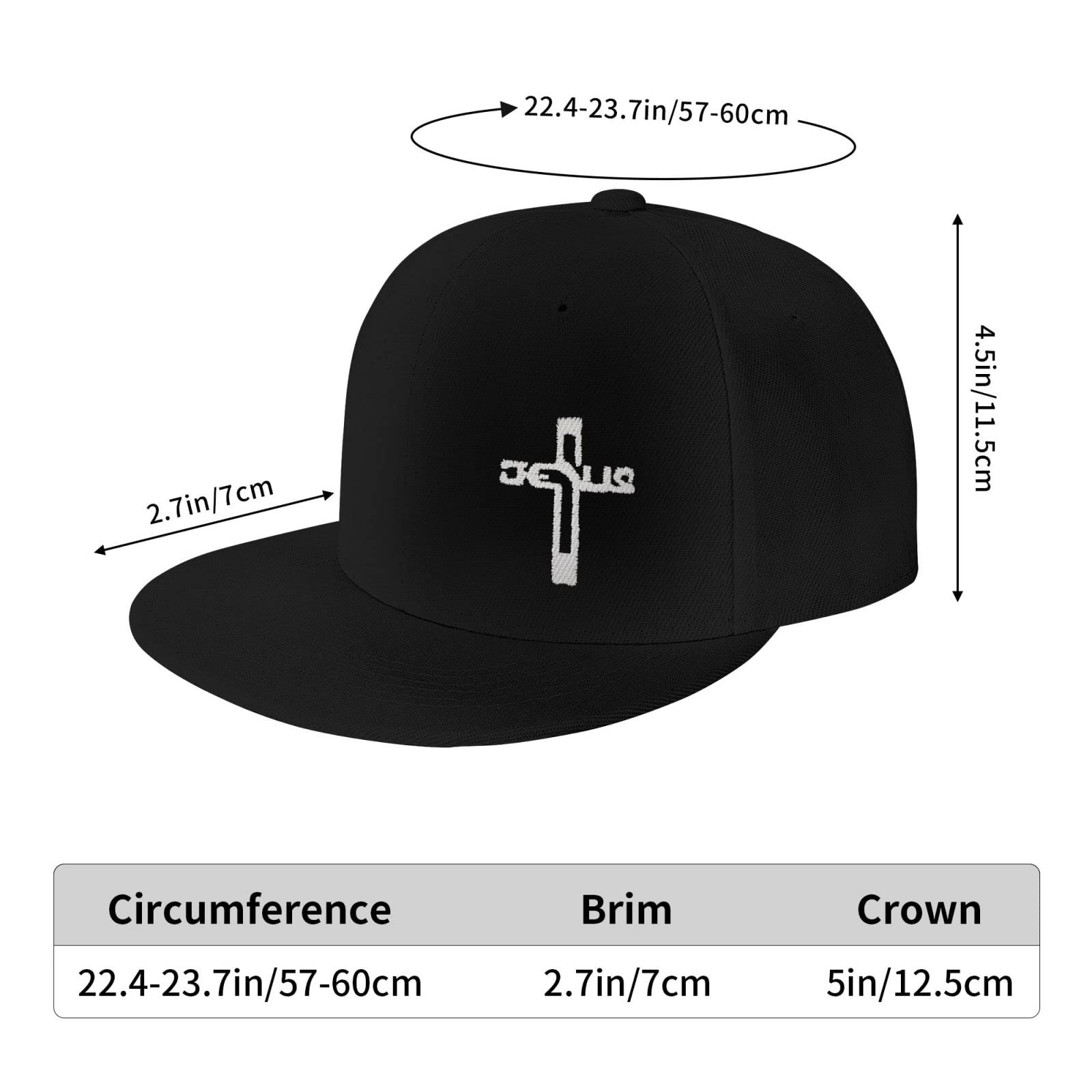 Jesus Cross Unisex Embroidery Baseball Cap,Hip Hop Flat Brim Sun Hat,Adjustable Trucker Hat Visor,Outdoor Fashion Cap
