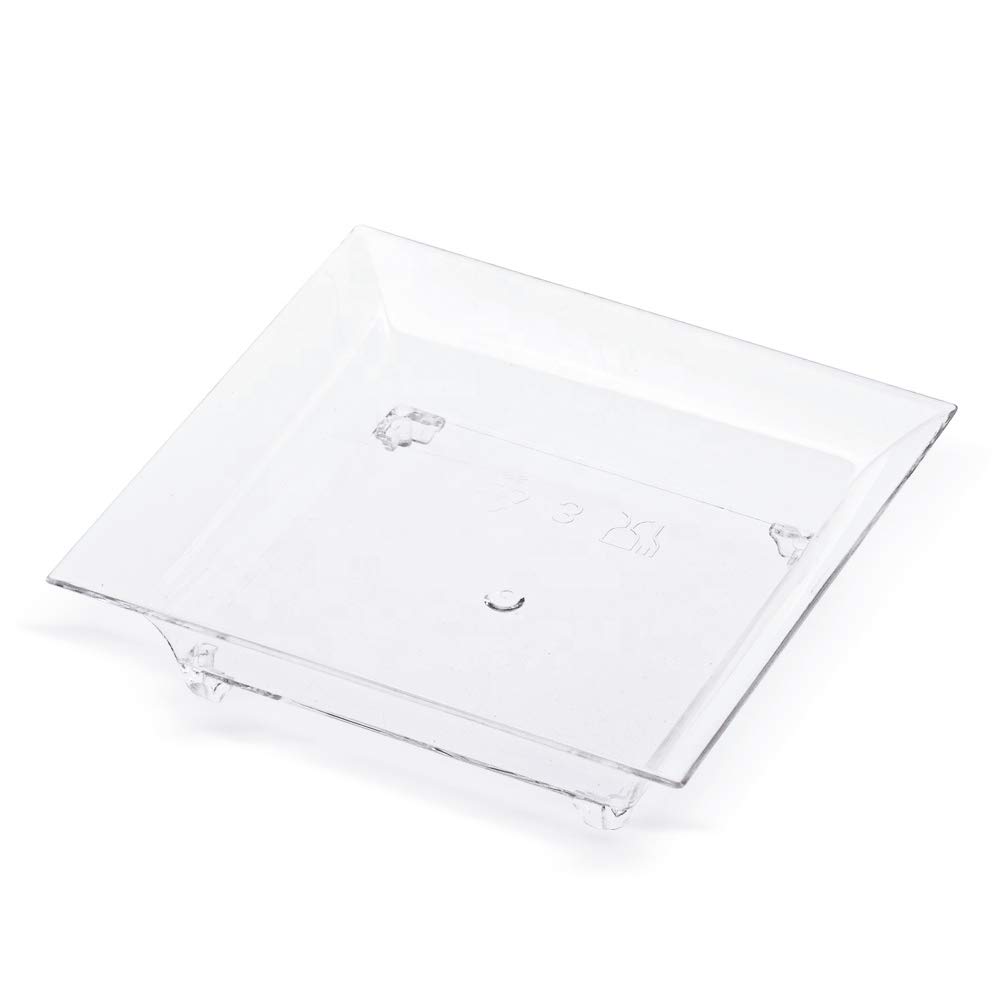 Kingrol 150 Count Plastic Dessert Plates, Mini Mini Mini Disposable Square Plates for Desserts, Appetizers, Sauces, Tastings