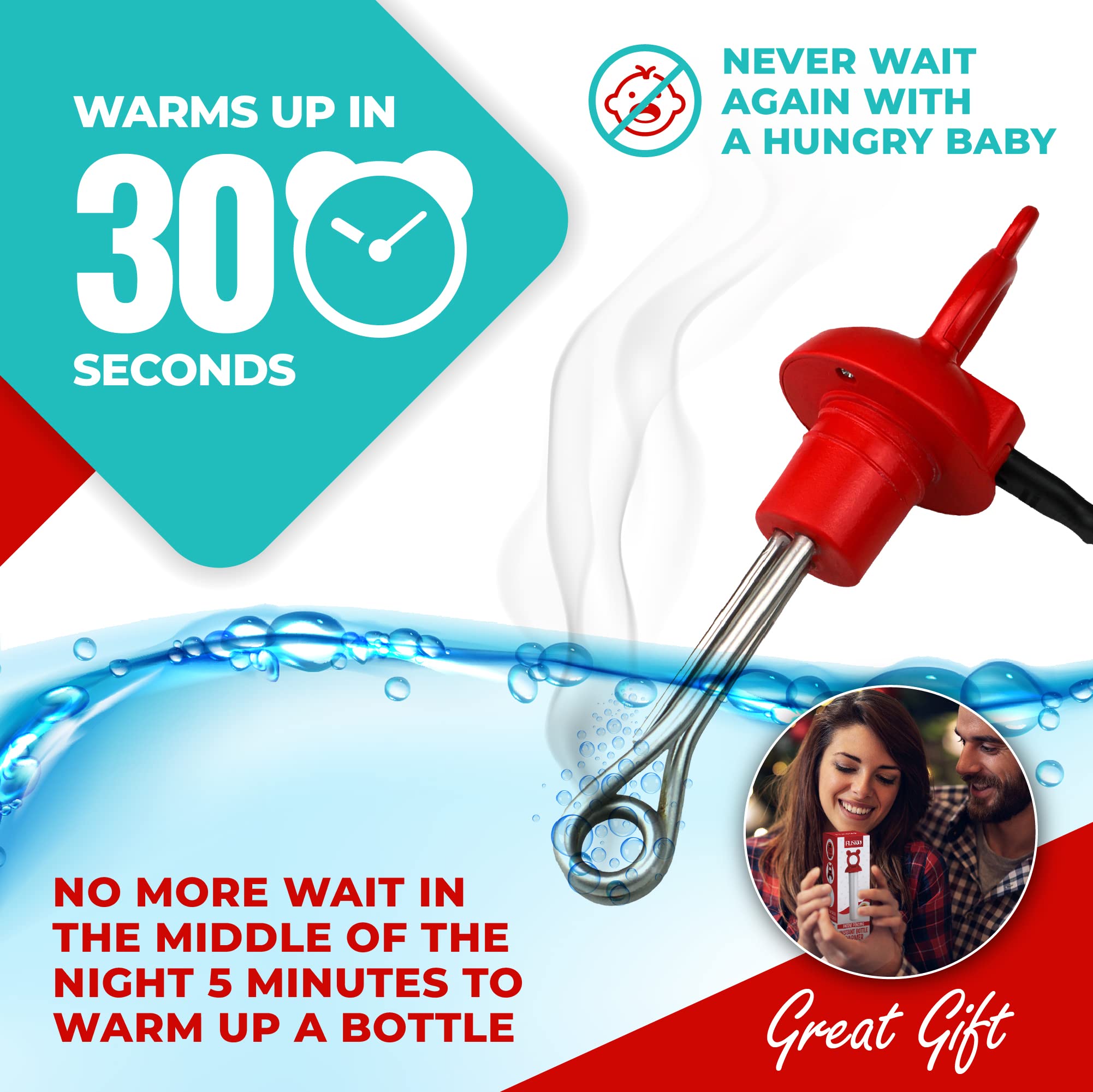 Instant Baby Water Warmer Warms Up in Seconds – Bottle Warmer with LCD Display and Smart Temperature Control – Baby Bottle Warmer for Baby Formula Bottle – Adjustable Temperature Settings
