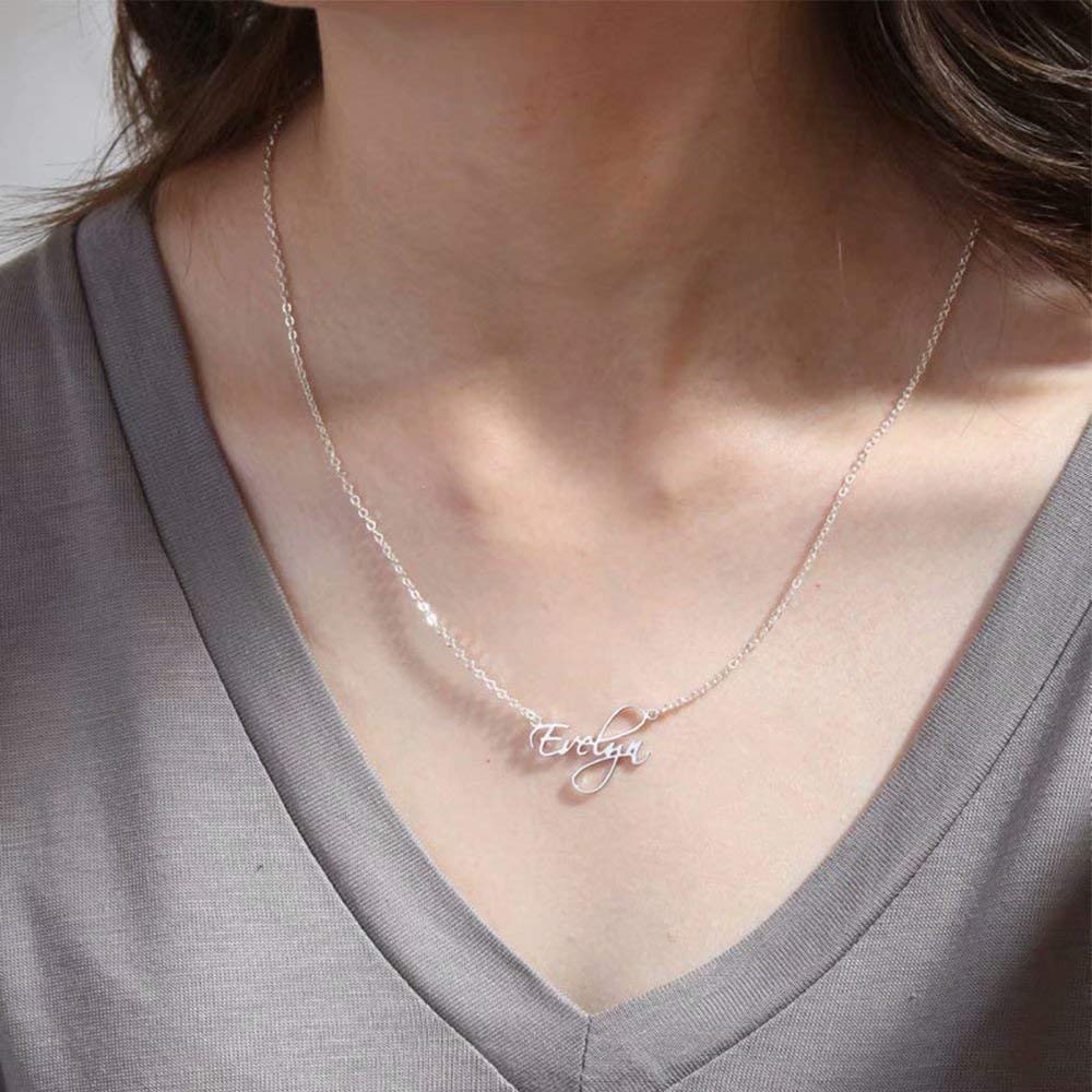 Hidepoo Jasmine Necklace - 18K Gold Plated Name Necklace Jasmine for Women Jewelry