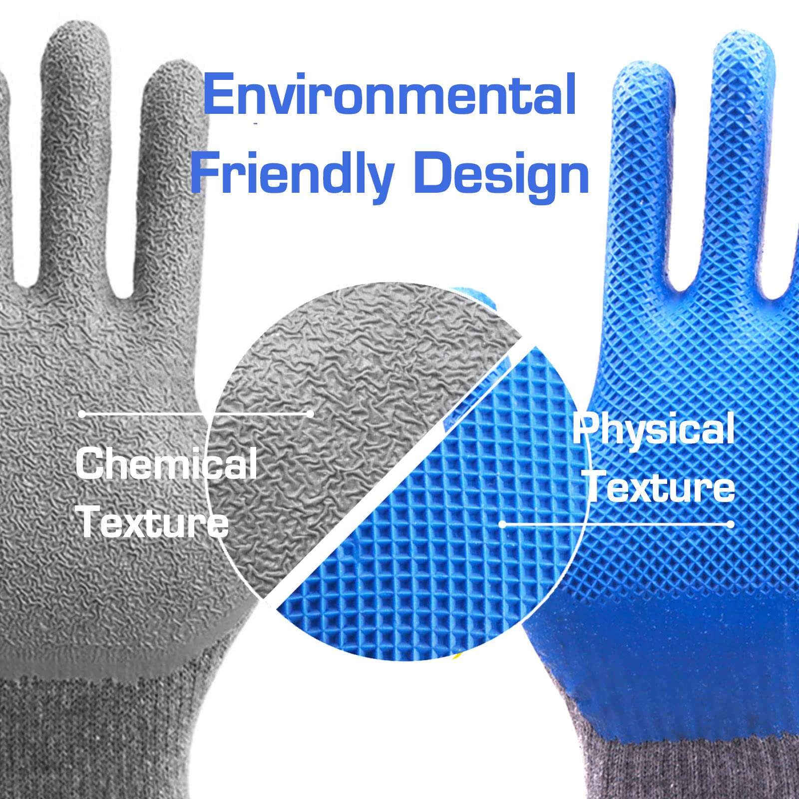 Infimor Work Gloves for Men 6 Pairs Large, Rubber Latex Texture Coated Safety Gloves, Heavy Duty Mechanic Gloves with Grip
