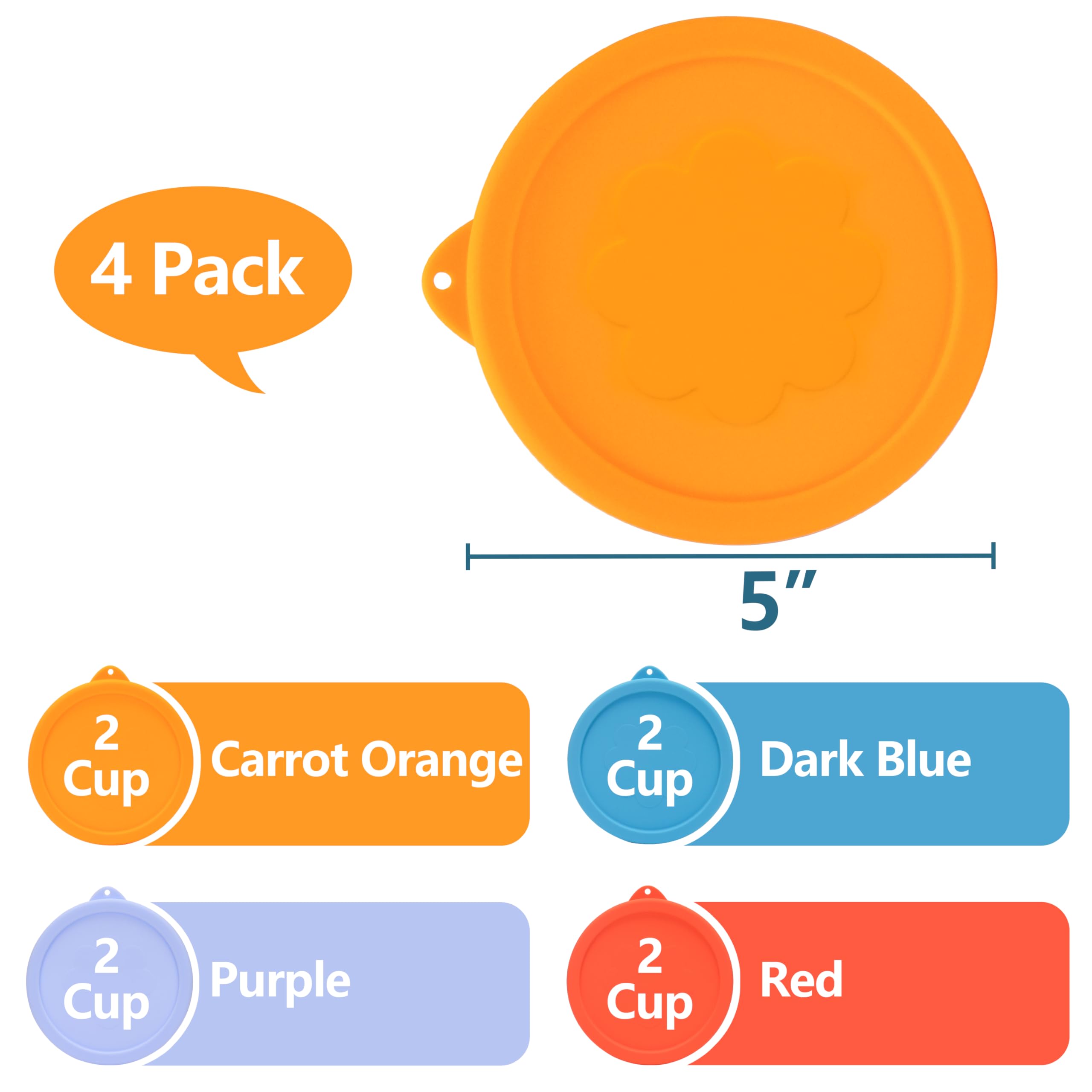 LUVCOSY 2 Cup Silicone Replacement Lids Storage Cover for Pyrex 7200-PC Glass Bowls (Container not Included) 4 Pack Microwave, Dishwasher and Freezer Safe