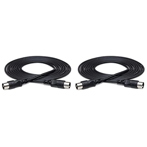HOSA MID-320BK 5-Pin DIN to 5-Pin DIN MIDI Cable, 20 Feet & MID-305BK 5-Pin DIN to 5-Pin DIN MIDI Cable, 5 Feet