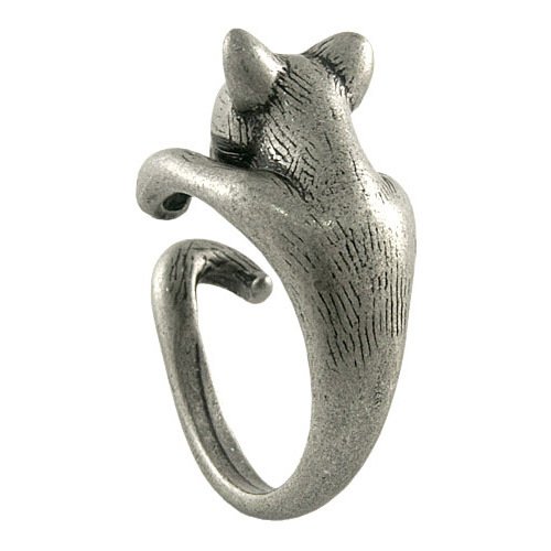 Ellenviva Big Cat Adjustable Animal Wrap Ring Vintage Silver Tone