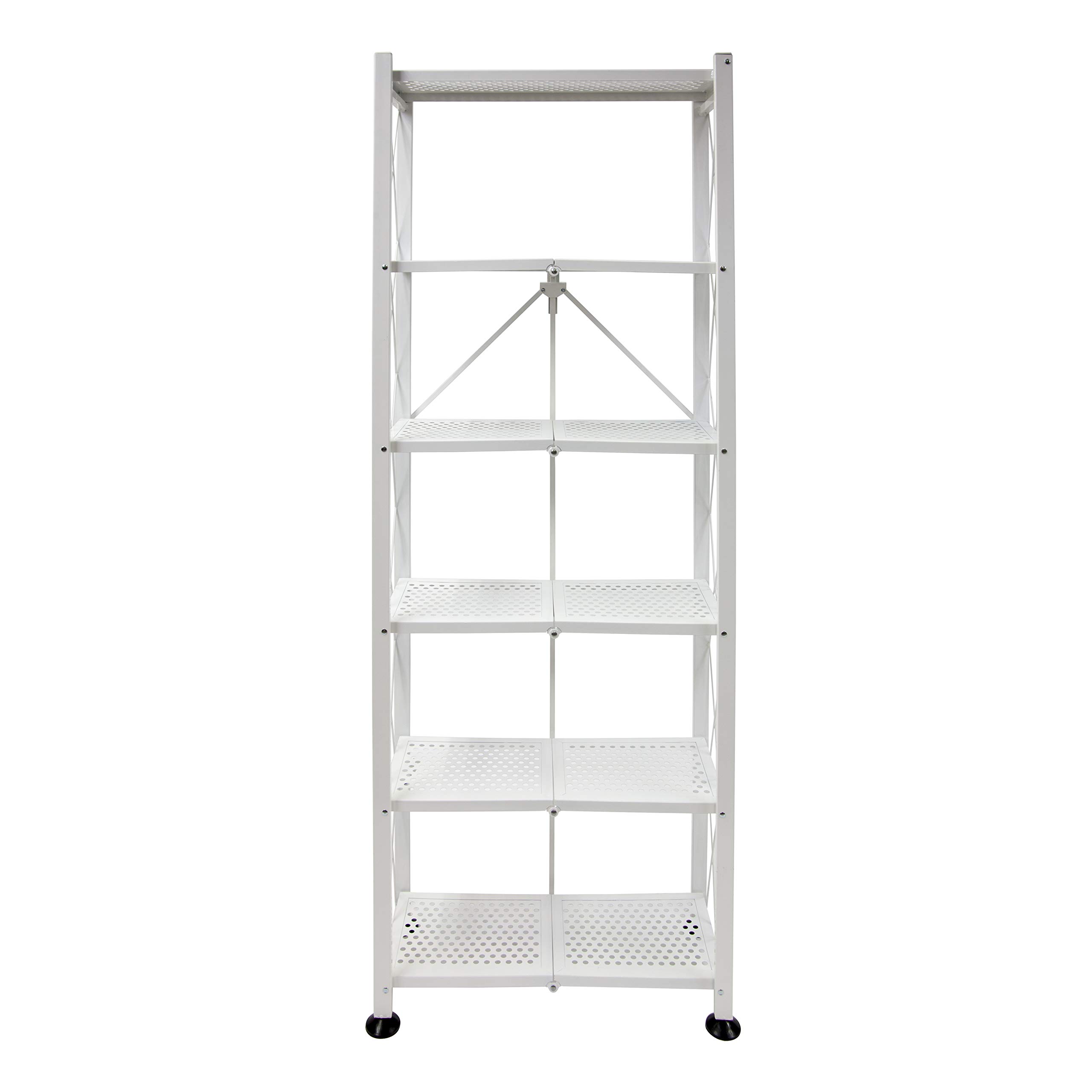 Origami 6-Tier Metal Storage Shelves with Durable Steel Frame and Easy Assembly for Home, Kitchen, and Garage Shelving, White