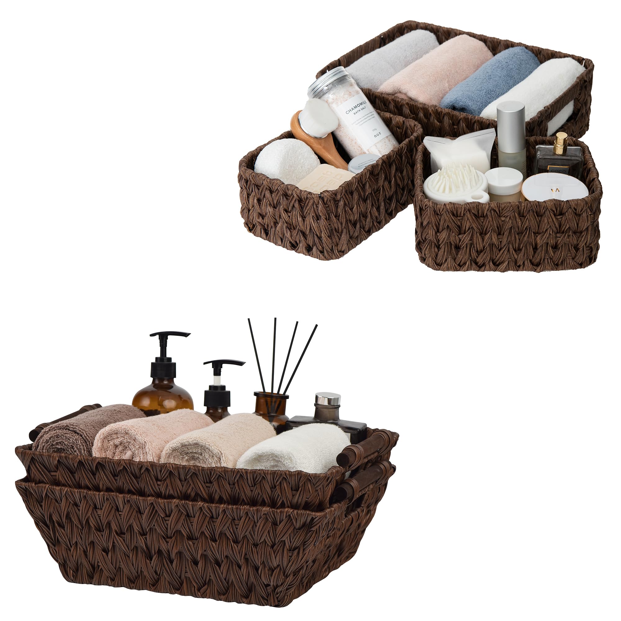 GRANNY SAYS Bundle of 2-Pack Wicker Baskets & 3-Pack Wicker Storage Baskets
