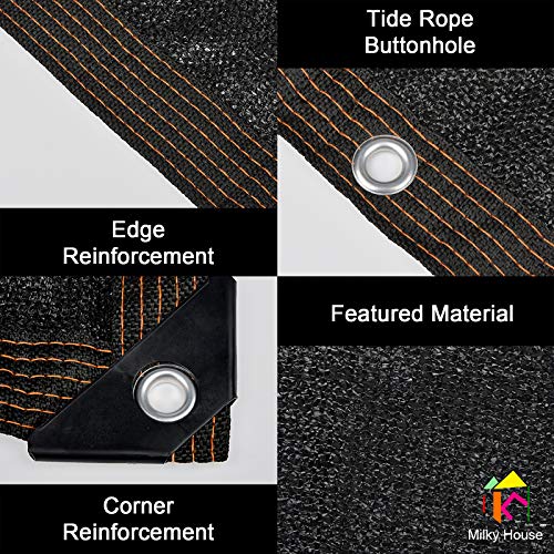 Shade Cloth Sunblock Mesh 6.5FTX6.5FT with 16 Aluminum Grommets Easier to Hang, UV Resistant Shade Sun Black Net Cloth for Greenhouse Flowers Plants Patio Lawn Mesh