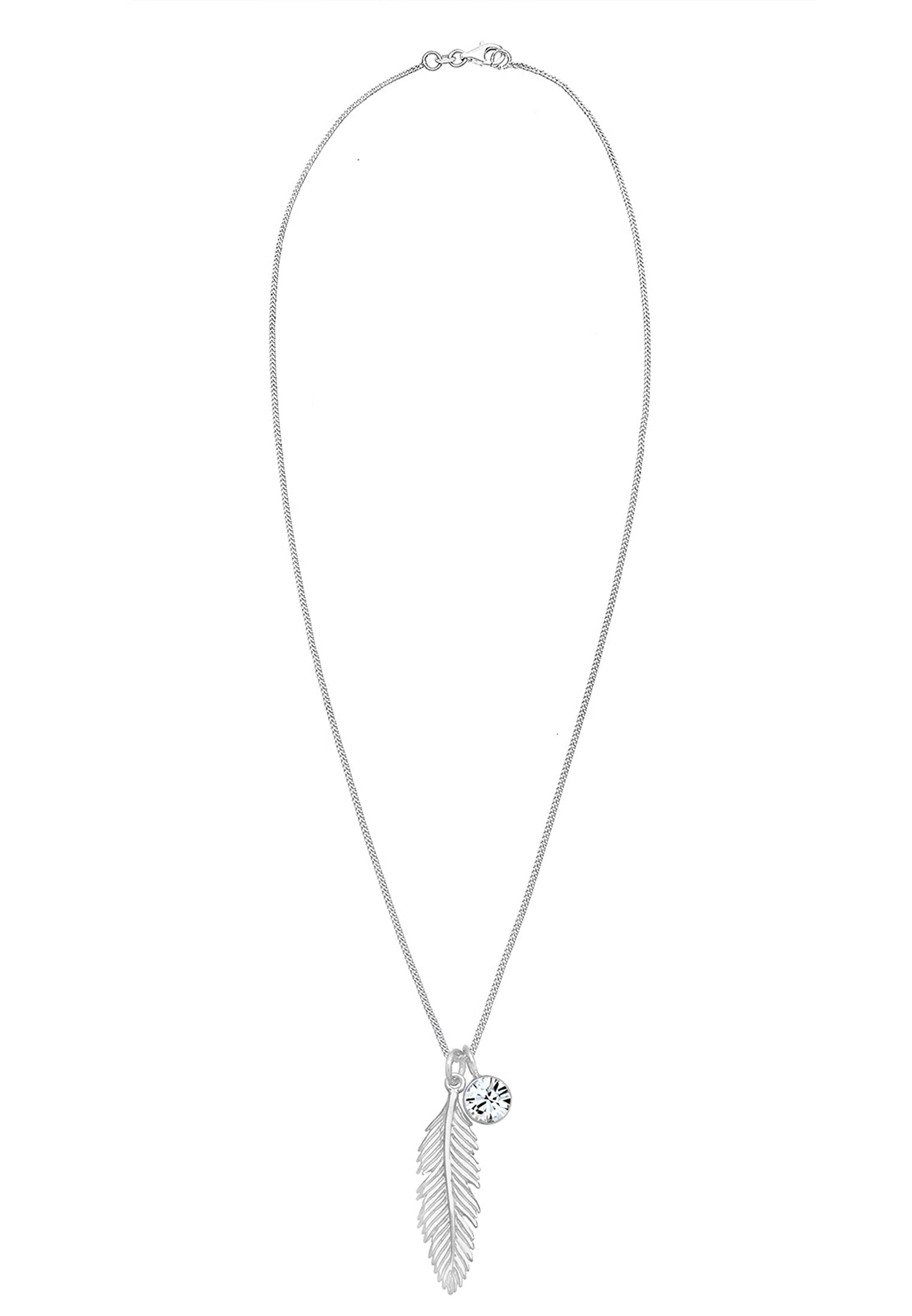 Elli Ladies Feather Pendant Boho with Crystal in 925 Sterling Silver