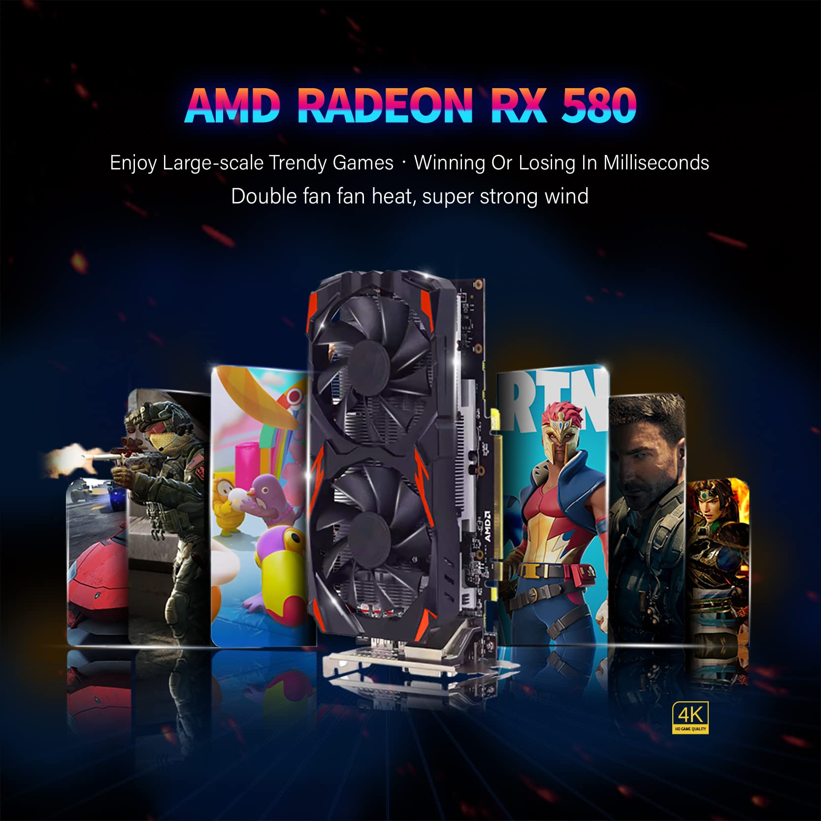 HP RGB Gaming Desktop PC, Intel Quad I5 up to 3.6GHz, 16GB RAM, Radeon RX 580 8G GDDR5, 128G SSD + 2TB, WiFi & Bluetooth, RGB Keyboard & Mouse, Win 10 Pro (Renewed)