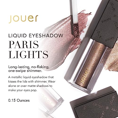 Jouer Paris Lights Eye Paints - Metallic Liquid Eyeshadow - Long Lasting & Crease-Proof Shimmer Cream Eyeshadow - Smooth Chrome Finish, Brillante