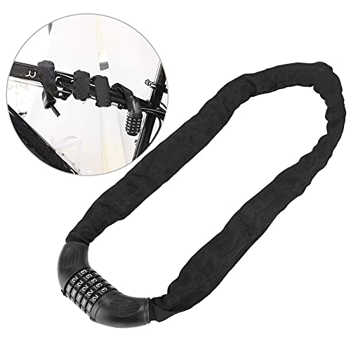 Hosi Bike Security Lock, Resettable Impact Resistant PE Shell Black Steel Chain Bicycle Coded Lock for School