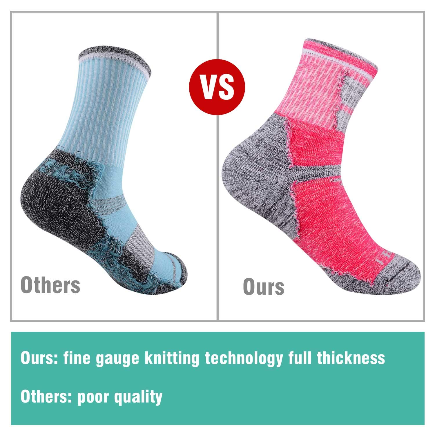 FEIDEER Women's Hiking Walking Socks, 3-Pack Outdoor Recreation Socks Wicking Cushion Crew Socks (3WS19103-M)