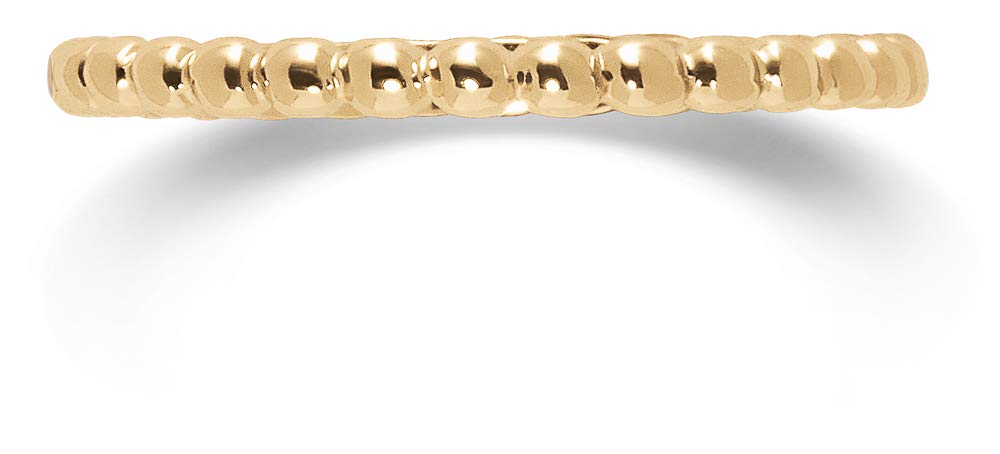 HIGHSTREET 14K Gold Plated Sterling Silver Stackable Beaded Band Ring for Women | Hypoallergenic, Tarnish Resistant, Comfort Fit (14K Gold Plated, Size 7)