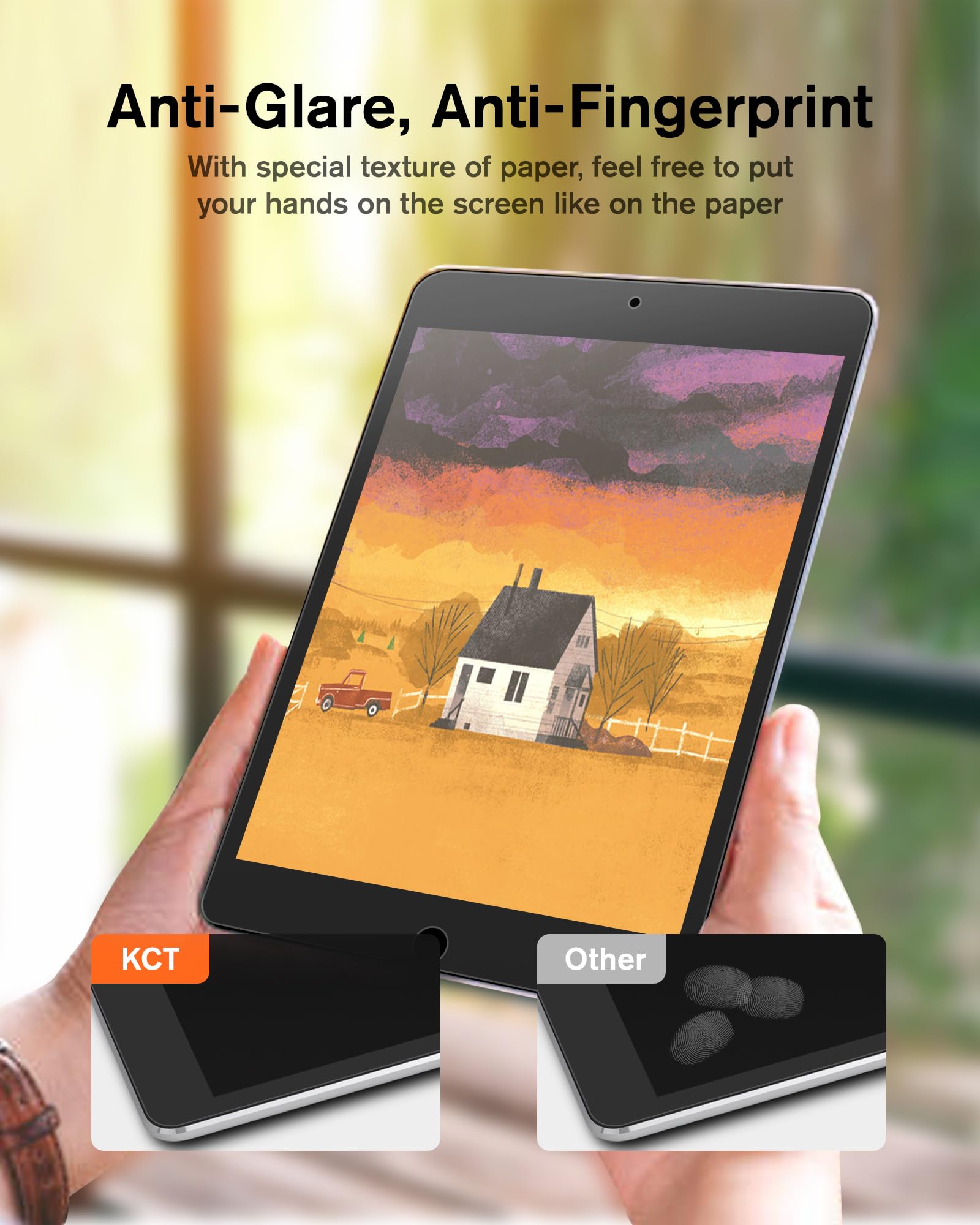 KCT Paperfeel Glass Screen Protector Compatible with iPad 9th Generation/iPad 8th Generation/iPad 7th Generation (iPad 10.2 Inch), Auto-Alignment Tool, Tempered Glass, EZ Kit