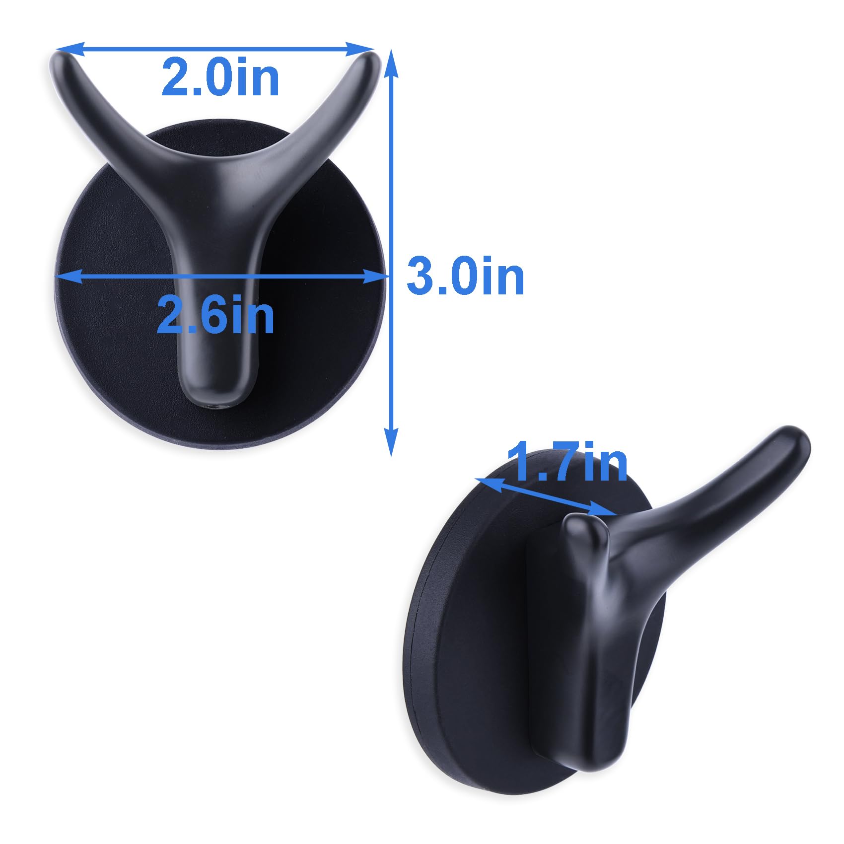 LEVOSHUA Magnetic Coat Hook Heavy Duty, Double Magnet Hook for Hanging Coat Towel Hat Key Purse Backpack, Black Pack of 4