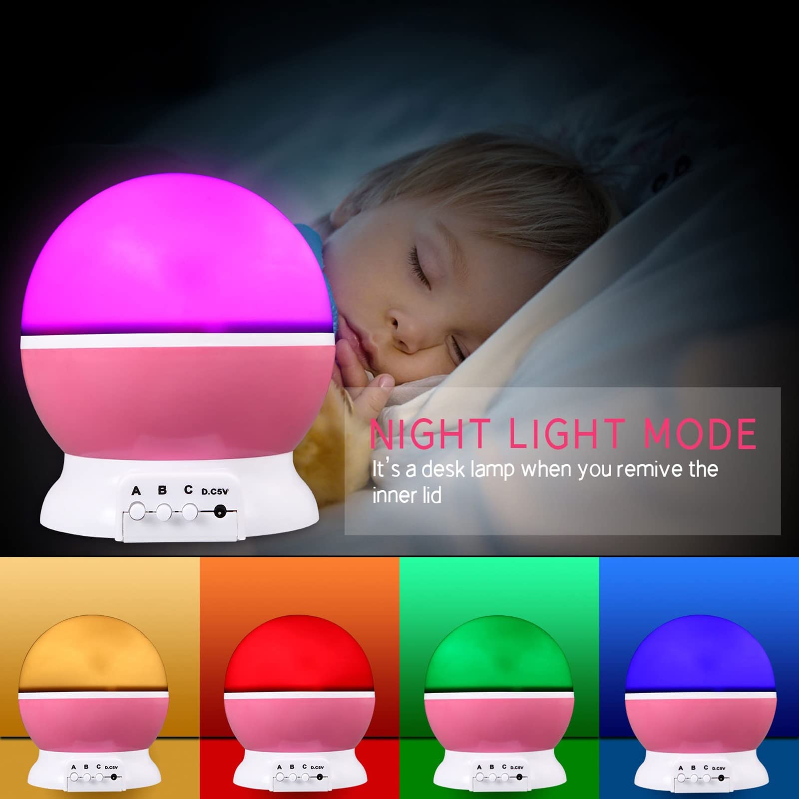 Night Light for Kids,Toddler Kids Night Lights for Bedroom, Star Night Light, Moon and Star Projector, Gift for Men Women Children,Star Light Star Projector(Pink)
