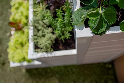 Vita Classic 33 inch x 33 inch Tiered Cascading Keyhole Garden with Composting Basket, White Vinyl, PVC, BPA and Pthalate Free, VT17109