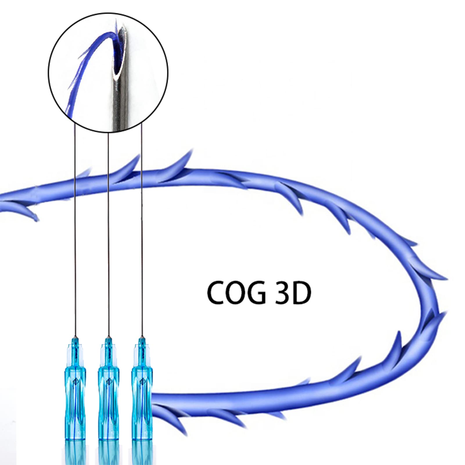 Joyfiller PDO 4D Cog Threads with Sharp Needle for Face Eyebrow Lift 360R Bidirection Cog Type (19G100MM150MM)