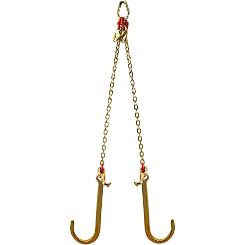 VEVOR V Bridle Chain, 5/16 in x 2 ft Bridle Tow Chain, Grade 80 V-Bridle Transport Chain, 9260 Lbs Break Strength with TJ Hooks and Crab Hooks, Heavy Duty Pear Link Connector and Chain Shorteners