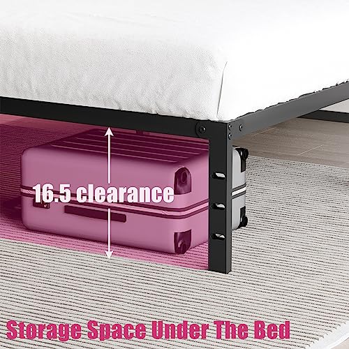 MGNO 18 Inch California King Bed Frame-Metal Platform Bed Frame,Simple and Atmospheric California King Size Bed Frame,Storage Space Under The Bed,No Box Spring Needed,Black