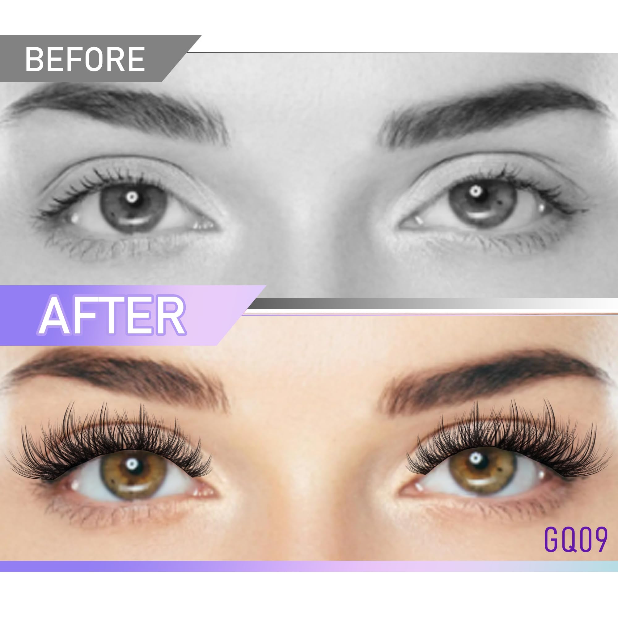 GAQQI Manga Lash, DIY Eyelash Extension Kit, 28 Clusters Wide Band Lashes,C Curl Cluster Lashes Natural Look with Glue and Applicator, Fake Eyelashes Eyelash Extensions Reusable (GQ09-CMIX)