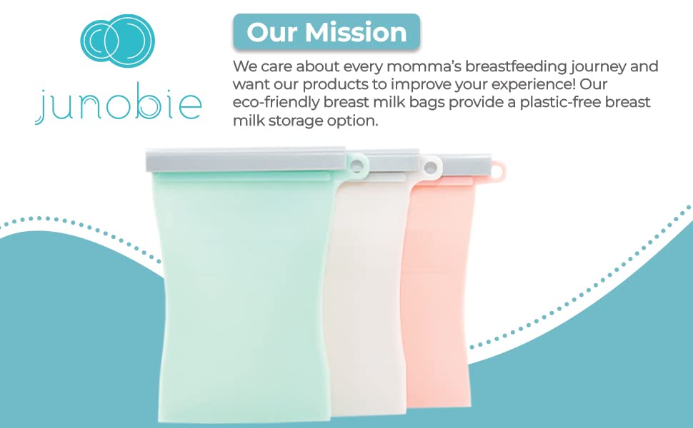 JUNOBIE Bag 4-Pack (Pink, Mint, Gray) | Reusable Breastmilk Storage Bags (As Seen on Shark Tank) | Milk Storage Container
