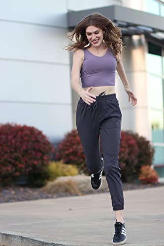 G4Free Joggers Pants for Women Stretch Golf Comfy Travel Pants with 4 Pockets for Casual Lounge Workout (Black,M,28")