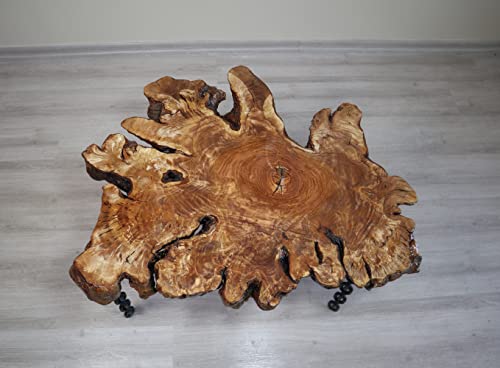 Live Edge Olive Tree Root Amazing Naturally Form Wood Slab, Big Coffee Table 79X 77 cm (Handmade)