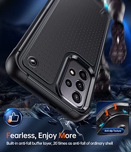 LeYi for Samsung Galaxy A13-5G Case: Samsung [A32] [A23] [A04S] Case with 2 Pack Tempered Glass Screen Protectors, Heavy Duty Shockproof Hard PC Textured Back Phone Case for Women Men, Black