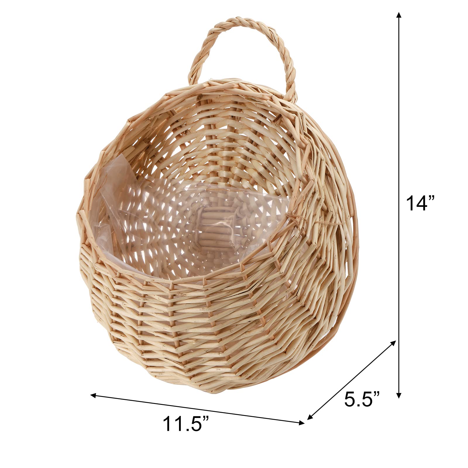 Elsjoy Hanging Wicker Basket for Plant, Decorative Wall Hanging Rattan Basket, Wicker Woven Basket Hanging Flower Basket for Front Door, Home, Garden (๐๐ฅ๐๐ง๐ญ ๐๐จ๐ญ ๐๐ง๐๐ฅ๐ฎ๐๐๐)