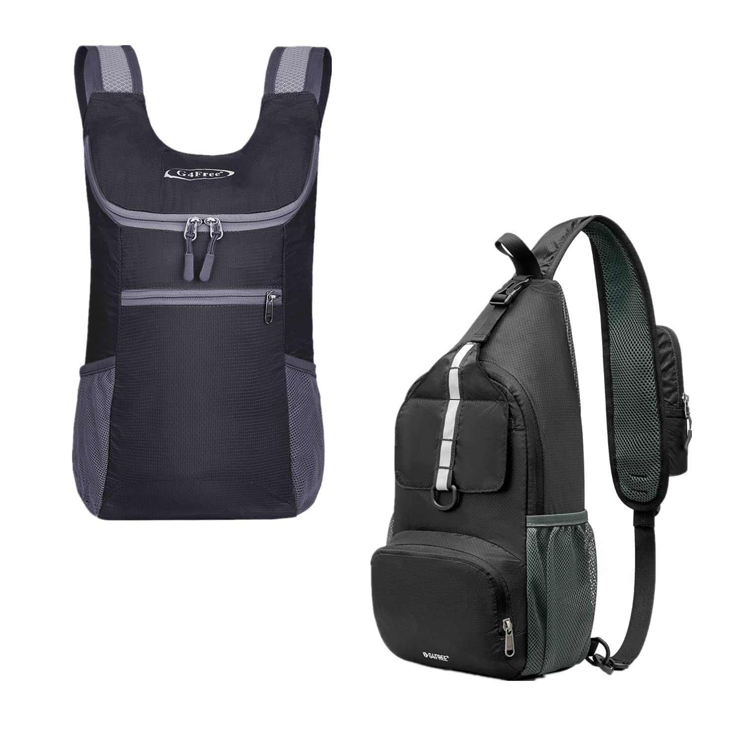 G4Free Lightweight Packable Backpack Hiking Daypacks + Sling Bags Foldable Hiking Crossbody Sling Backpack