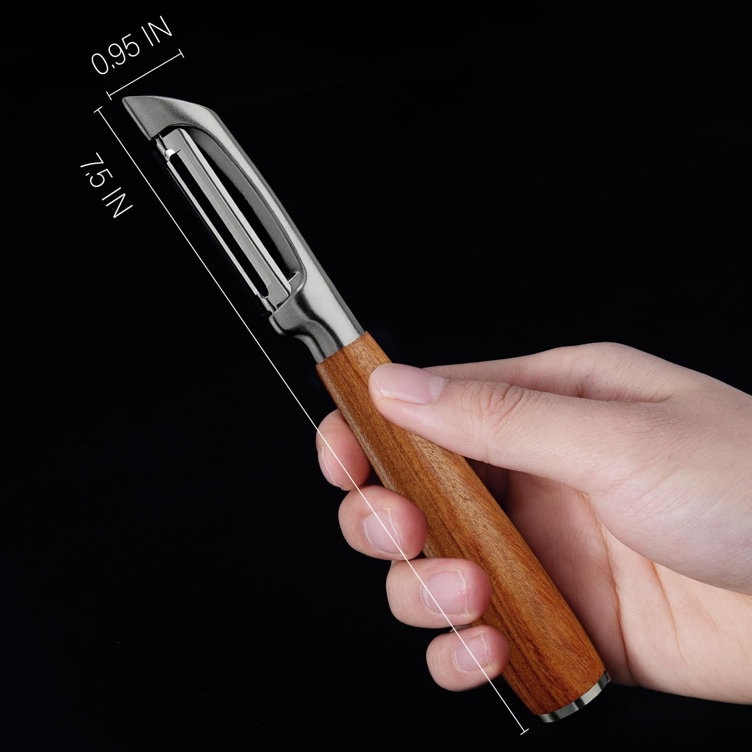 KULUNER Premium 304 Stainless Steel Multifunctional Kitchen Fruit and Vegetable Peeler with Real Wood Handle,Ultra Sharp Strong Blade