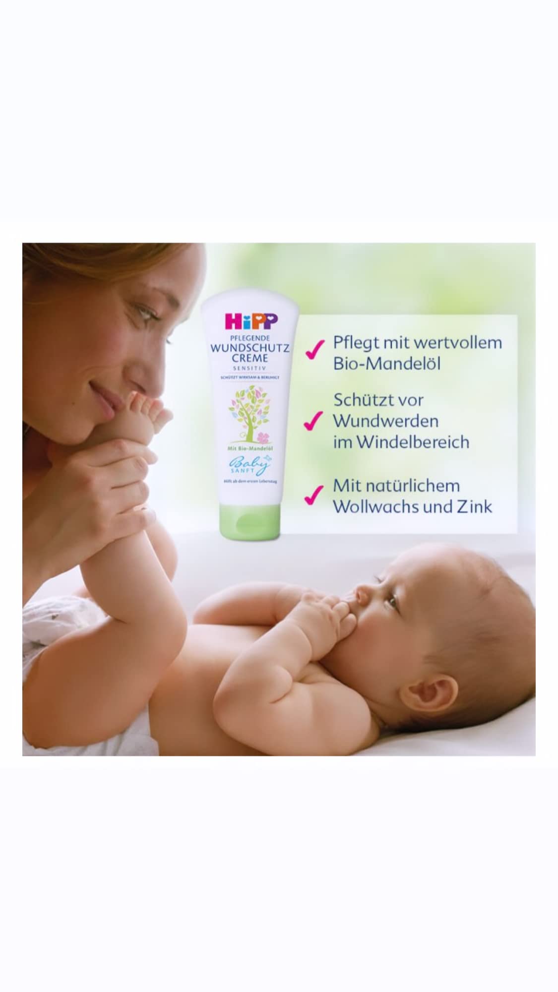 HIP Interactive HiPP Babysanft Nourishing Wound Protection Cream With Organic Almond oil.100 ml/ 3.5 Oz