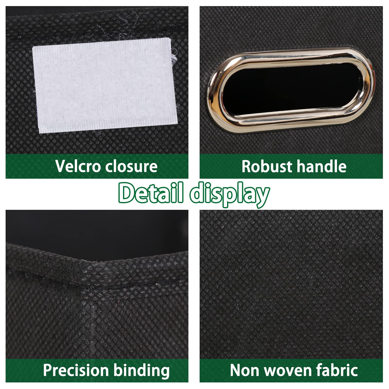 STOREONE Foldable Storage Bins Cubes Storage Organizer With Lid,Fabric Cube Storage Box With Handle,For Home Bedroom Office,Closet, Clothes, Toys,3 Pack,(Black