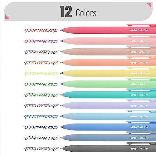 Mr. Pen- Retractable Gel Pens, 12 Pack, Fast Dry, Gel Pens Fine Point 0.7mm, Retractable Pens, Cute Pens, Gel Ink Pens, Aesthetic Pens for Journaling, Fine Tip Pens