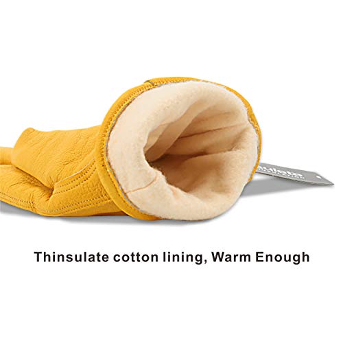 KIM YUAN Leather Work Gloves Perfect for Gardening/Cutting/Construction/Motorcycle, Men & Women M