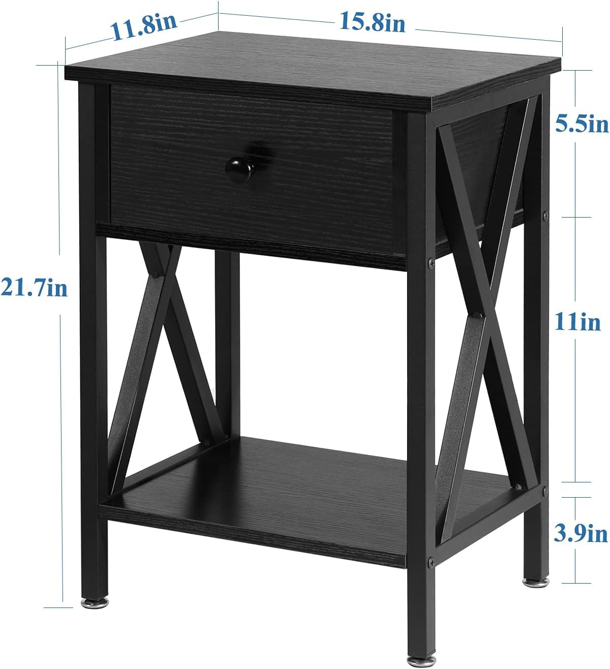 VECELO Nightstands, Modern End Side Tables,Night Stand with Drawer &Storage Shelf for Bedroom Living Room Lounge