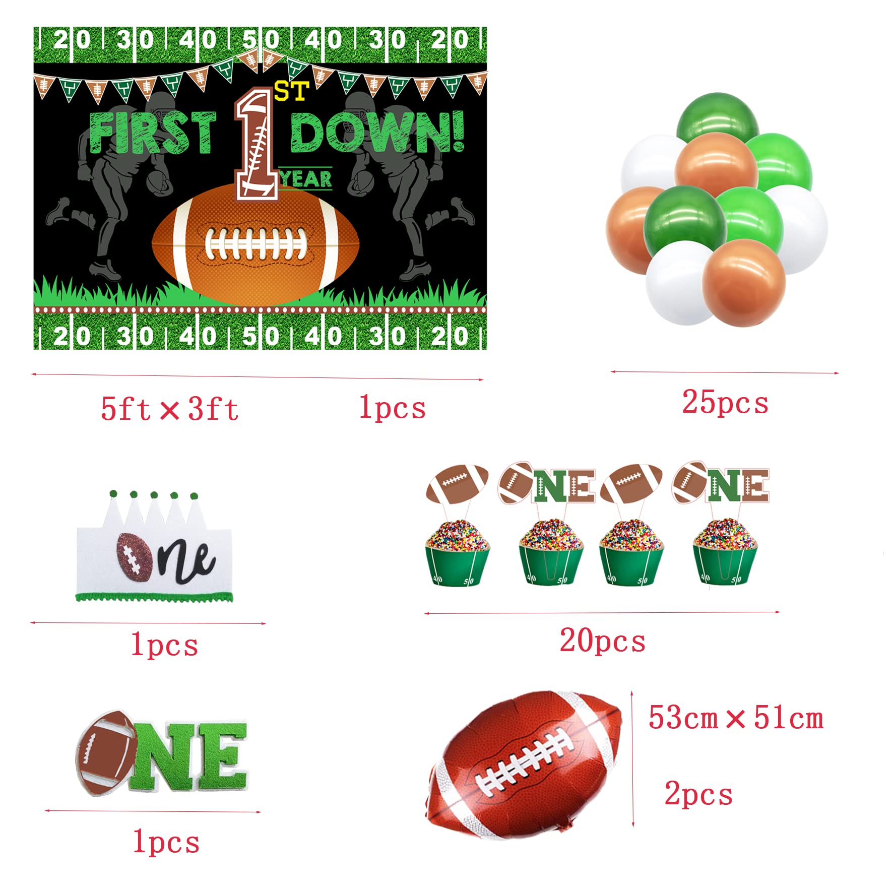 Football 1st Birthday Party Decorations,1st Year Down Birthday Decorations,1st Year Down Banner,1st Year Down Party Decorations,Football 1st Birthday Backdrop
