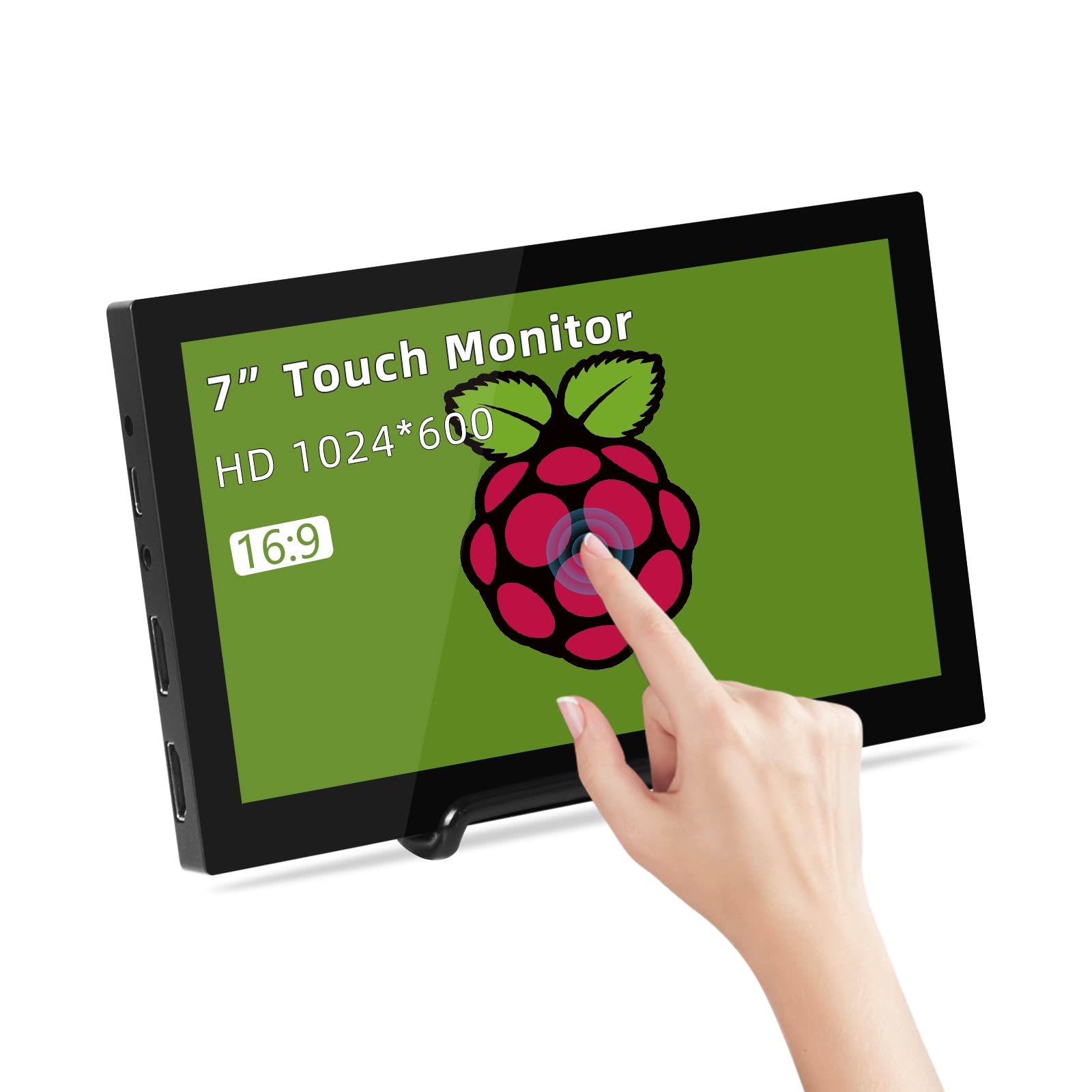 Kenowa 7 Inch Touchscreen Monitor, HD 1024x600 Portable USB-C Touch Screen with HDMI and Built in Speaker for Raspberry pi 4B 3B+ 2 Model B Computer Laptop,with Metal Bracket