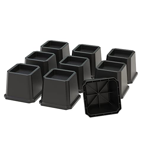 Whynonap Bed Risers 3 Inch Set of 9, Heavy Duty Bed Elevators Lifts Up 3,000 lbs Furniture Riser for Sofa and Table, Black