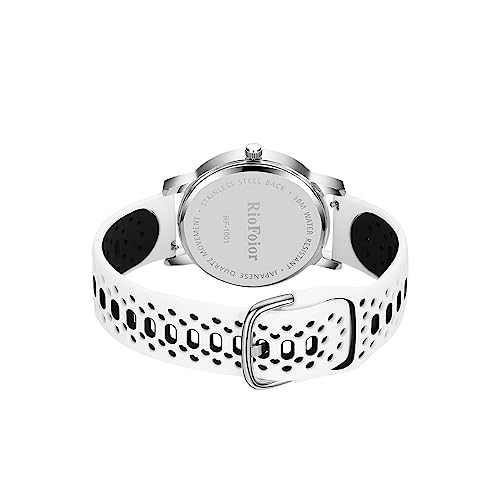 RioFoior Nurse Watch for Nurse,Nursing Student,Medical Professionals,Doctors,with Variety Colors,Second Hand and 24 Hour,Easy to Read Waterproof Watch(White-Black)