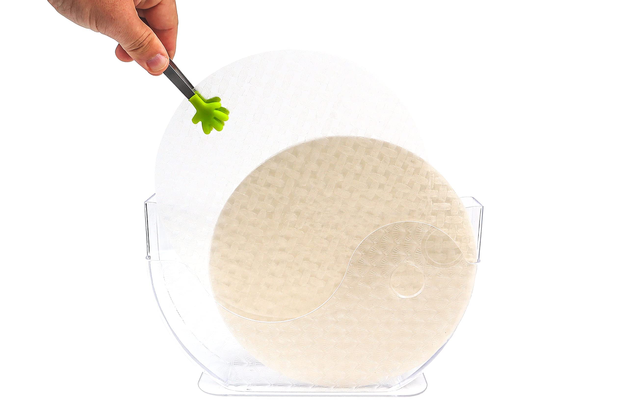 HONEYCOMB AFTERNOON Rice Paper Water Bowl - Rice Paper Holder Water Dipping Bowl, BPA Free, Reusable, Space-Saver - Spring Roll Summer Roll Wrappers Holder - Complete with Silicone Tongs