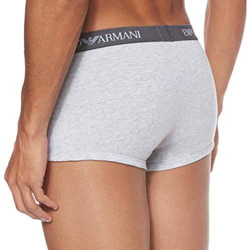 Emporio Armani Mens Pure Cotton Mens 3 Pack Trunk Underwear, -grey/white/black, Medium