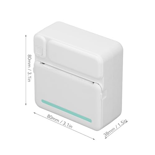 Mini Thermal Printer HD Print 200dpi Resolution Inkless Rechargeable Portable Pocket Printer Machine for iOS and Users (White Green)