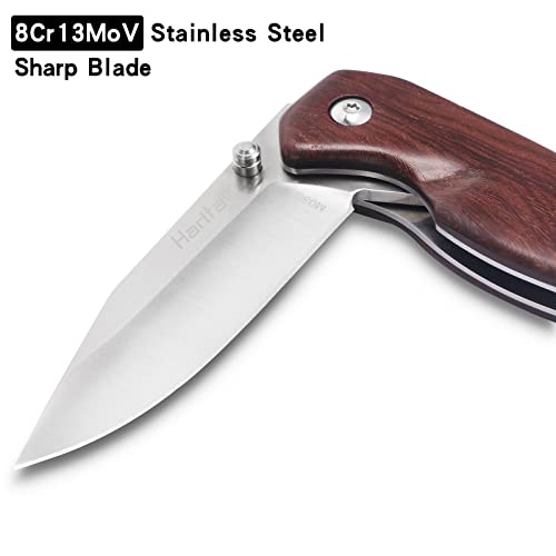 Pocket Knife Folding Knife, Rosewood Handle, Belt Clip, Liner Lock, Hunting Knife, Camping Knife, Gifts for Men