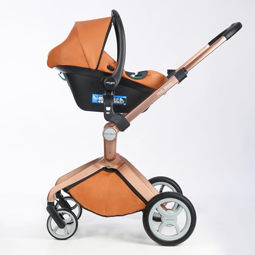 Hot Mom Baby Stroller Baby Carriage with Adjustable Seat Height Angle and Four-Wheel Shock Absorption,Variable Seat,High Landscape and Fashional Pram Stroller 2023 (F22 Brown)