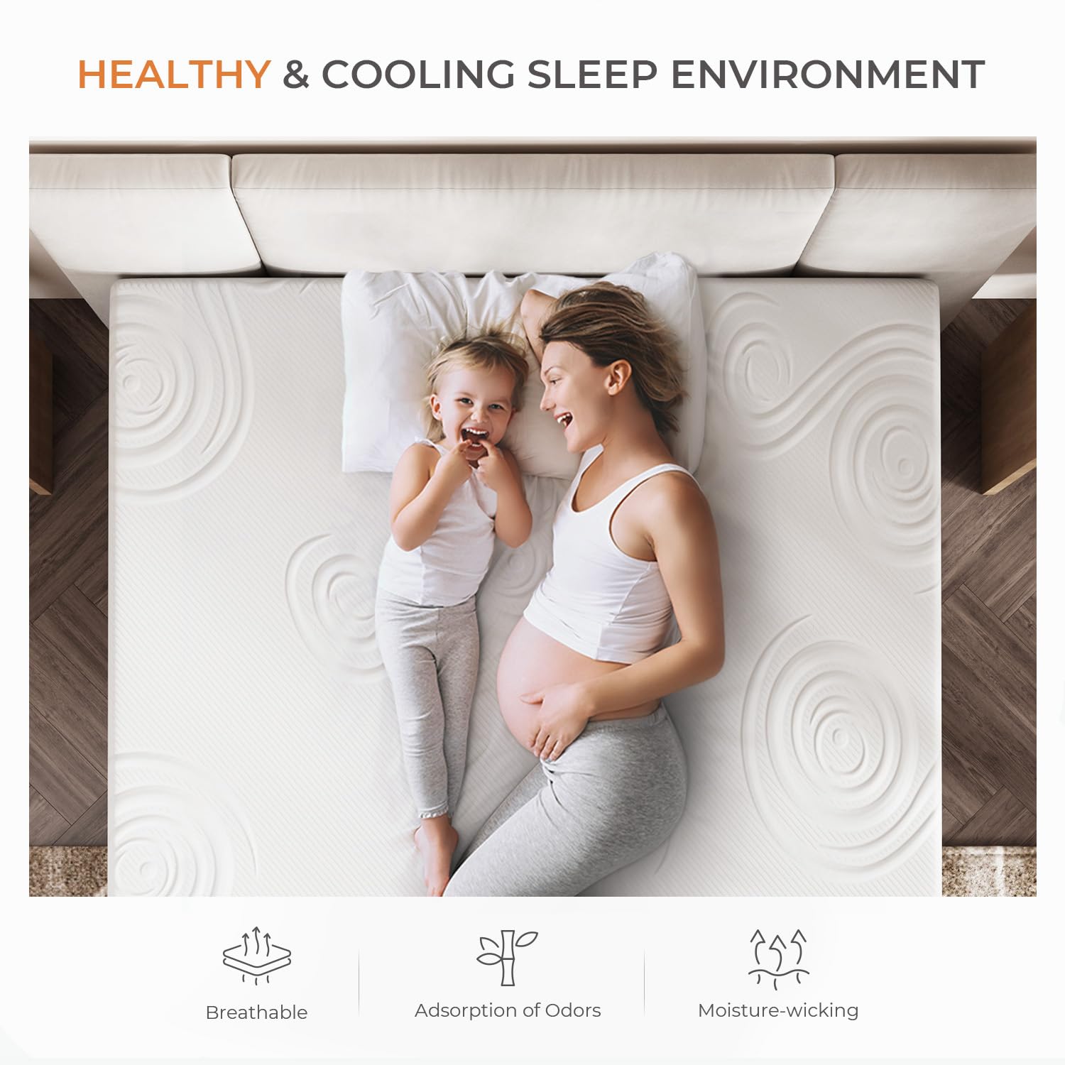 Sweetnight Queen Size Mattress, 10 Inch Cooling Gel Memory Foam Mattress for Moisture Wicking, Plush Foam Mattress for Comfy Sleep, Mattress in a Box, Luna, Gray+White